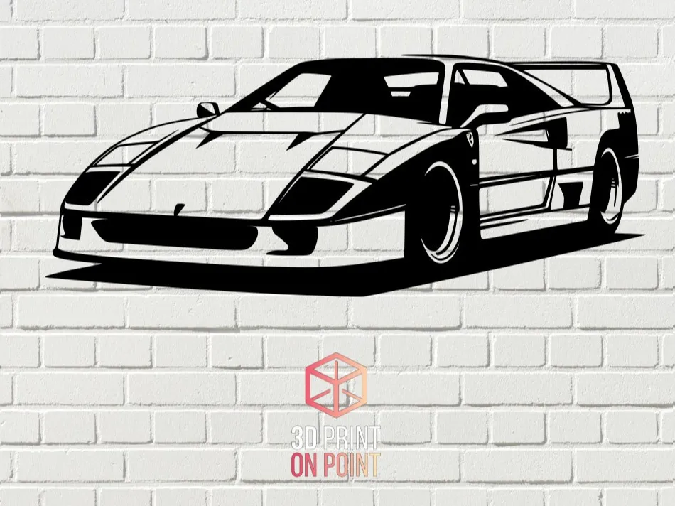 FERRARI F40 - 2D WALL ART #1 - Free 3D Print Model - MakerWorld