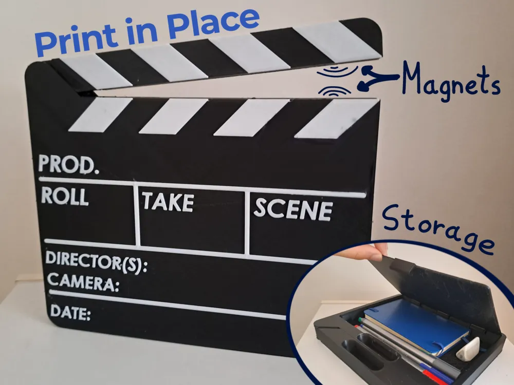 Clapper Board|Film Slate - Print in Place by mariafjesus MakerWorld: Download Free 3D Models
