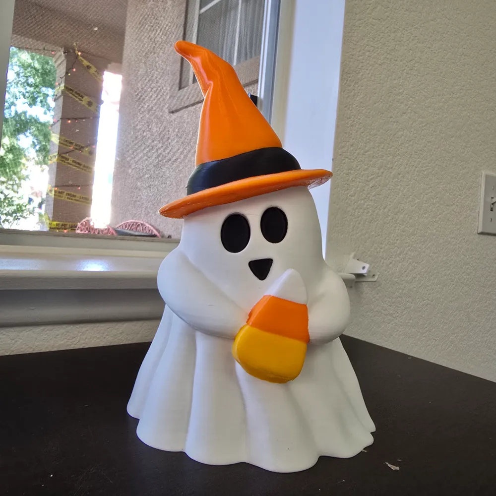 Cute Ghost Holding Candy Corn Halloween Decor by johnnyTbird - MakerWorld