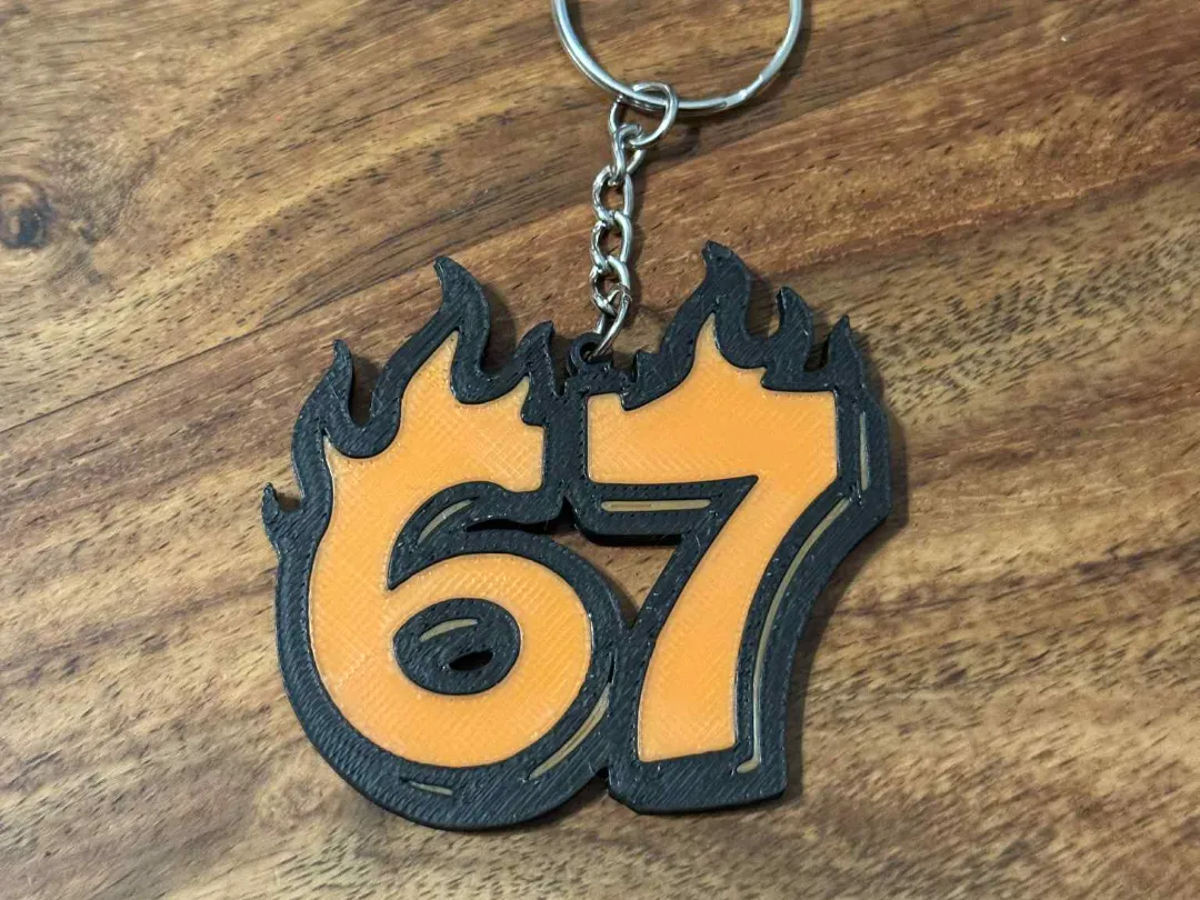 Flaming 67 keychain - Free 3D Print Model - MakerWorld