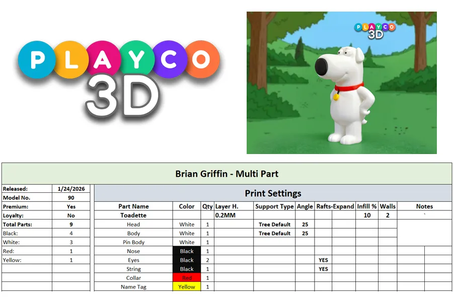 Brian Griffin - Family Guy - No AMS - Free 3D Print Model - MakerWorld