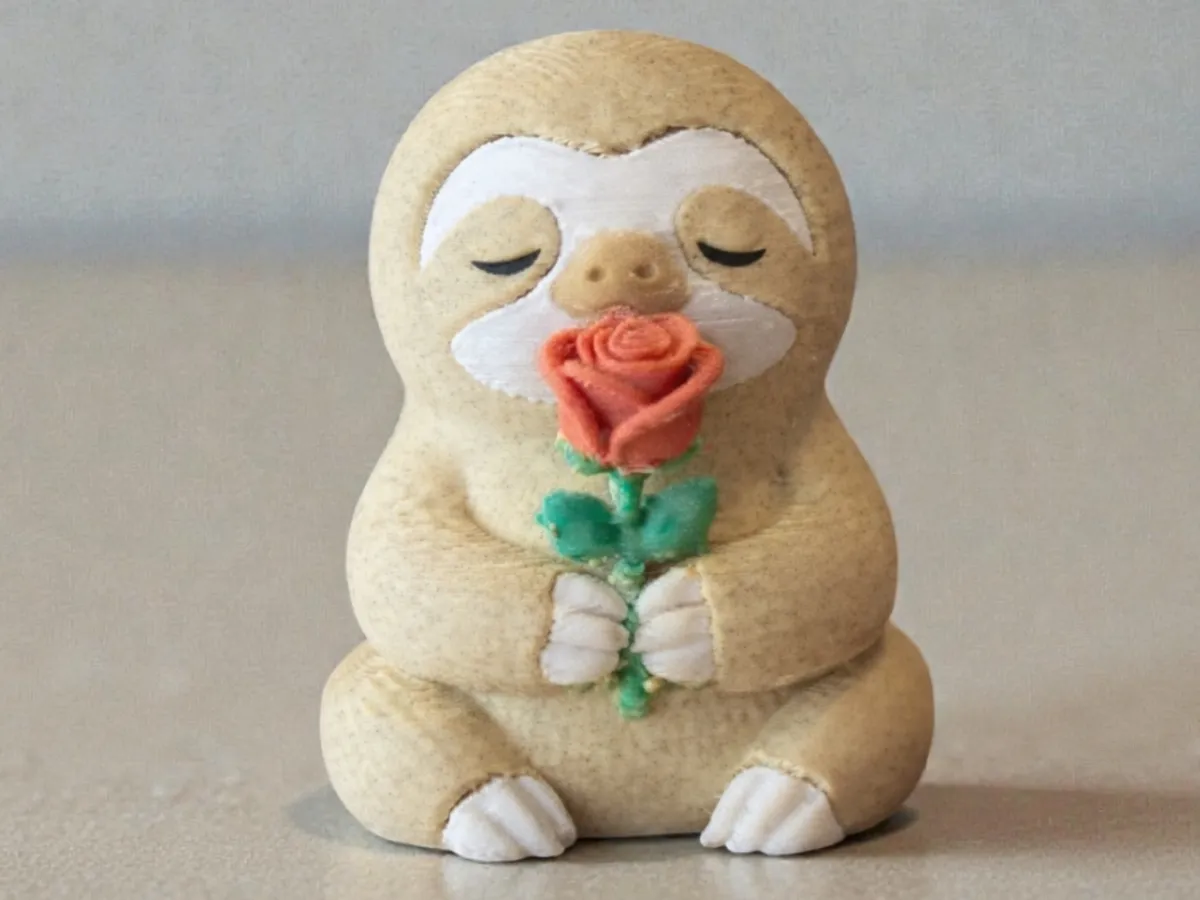 Cute Sloth with Rose AMS & NO AMS version - Free 3D Print Model ...