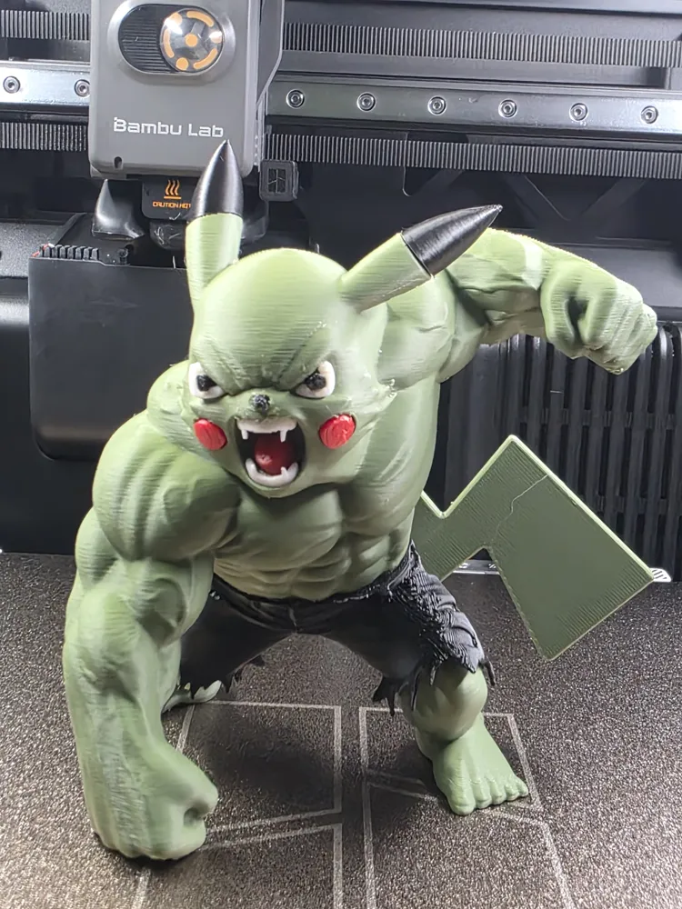 Hulk Pikachu No AMS (Multiparts) - Free 3D Print Model - MakerWorld