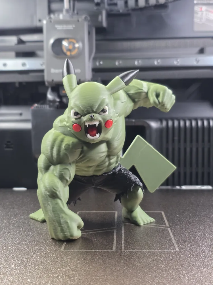 Hulk Pikachu No AMS (Multiparts) - Free 3D Print Model - MakerWorld