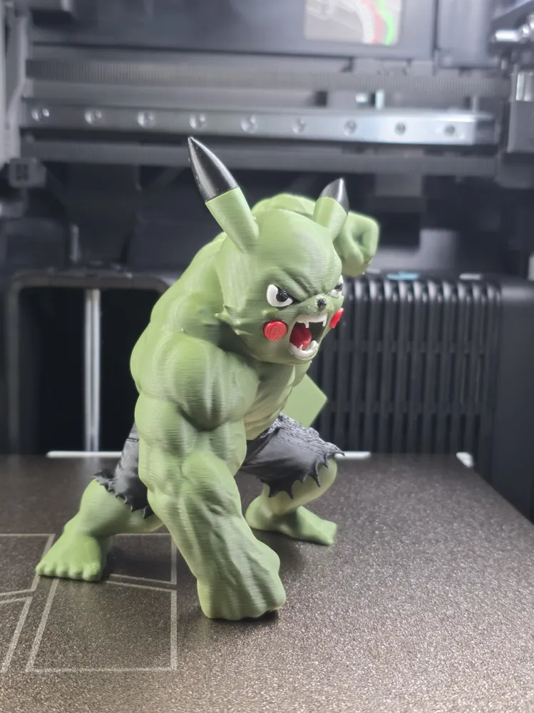 Hulk Pikachu No AMS (Multiparts) - Free 3D Print Model - MakerWorld
