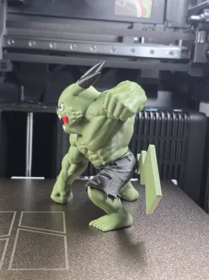 Hulk Pikachu No AMS (Multiparts) - Free 3D Print Model - MakerWorld