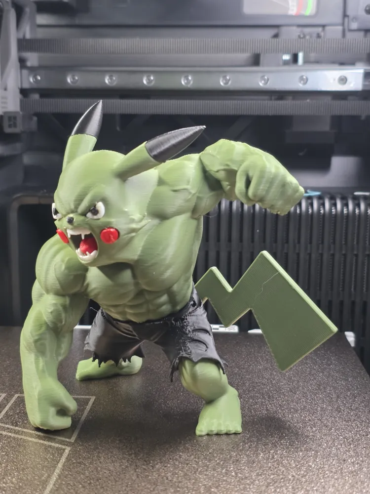 Hulk Pikachu No AMS (Multiparts) - Free 3D Print Model - MakerWorld