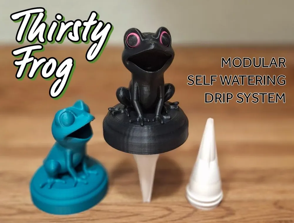 Plant Watering Thirsty Frog - Modular Self Drip by Kangaroo MakerWorld: Download Free 3D Models