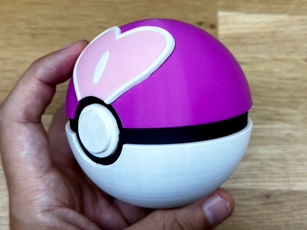 Love Ball - Pokeball - Pokemon - Fully Functional - Free 3D Print Model ...