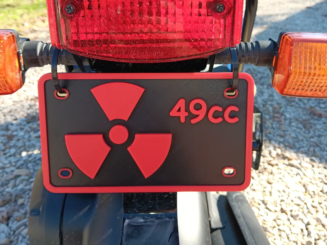 Atomic 49cc scooter license plate - Free 3D Print Model - MakerWorld