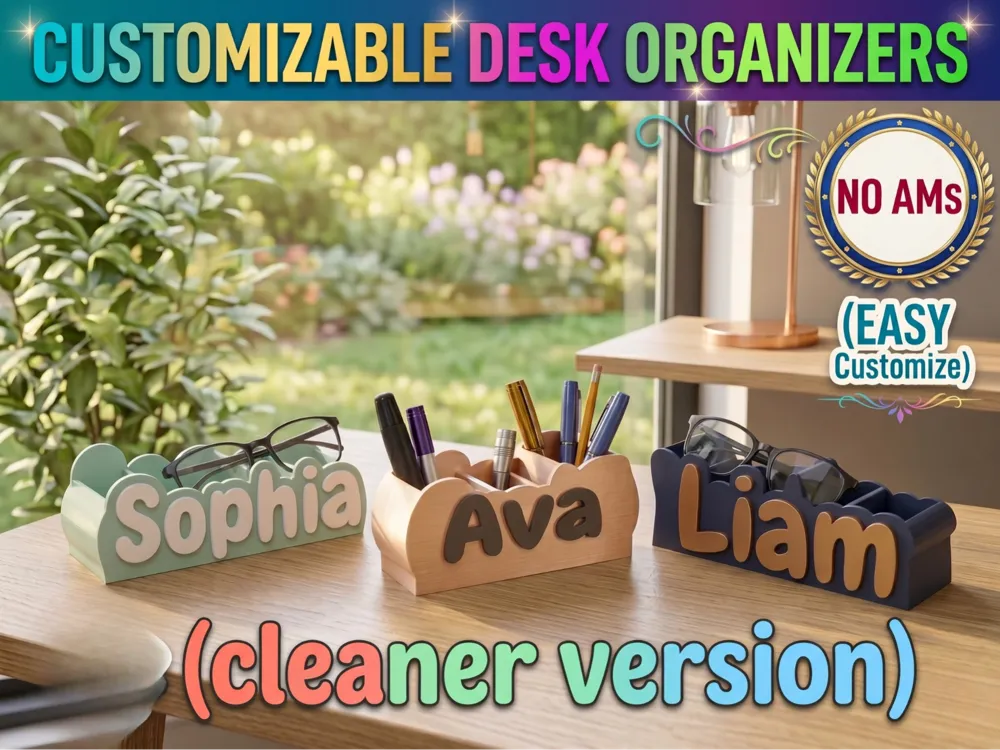 Customizable Name Desk Organizer | UPDATED office - Free 3D Print Model ...
