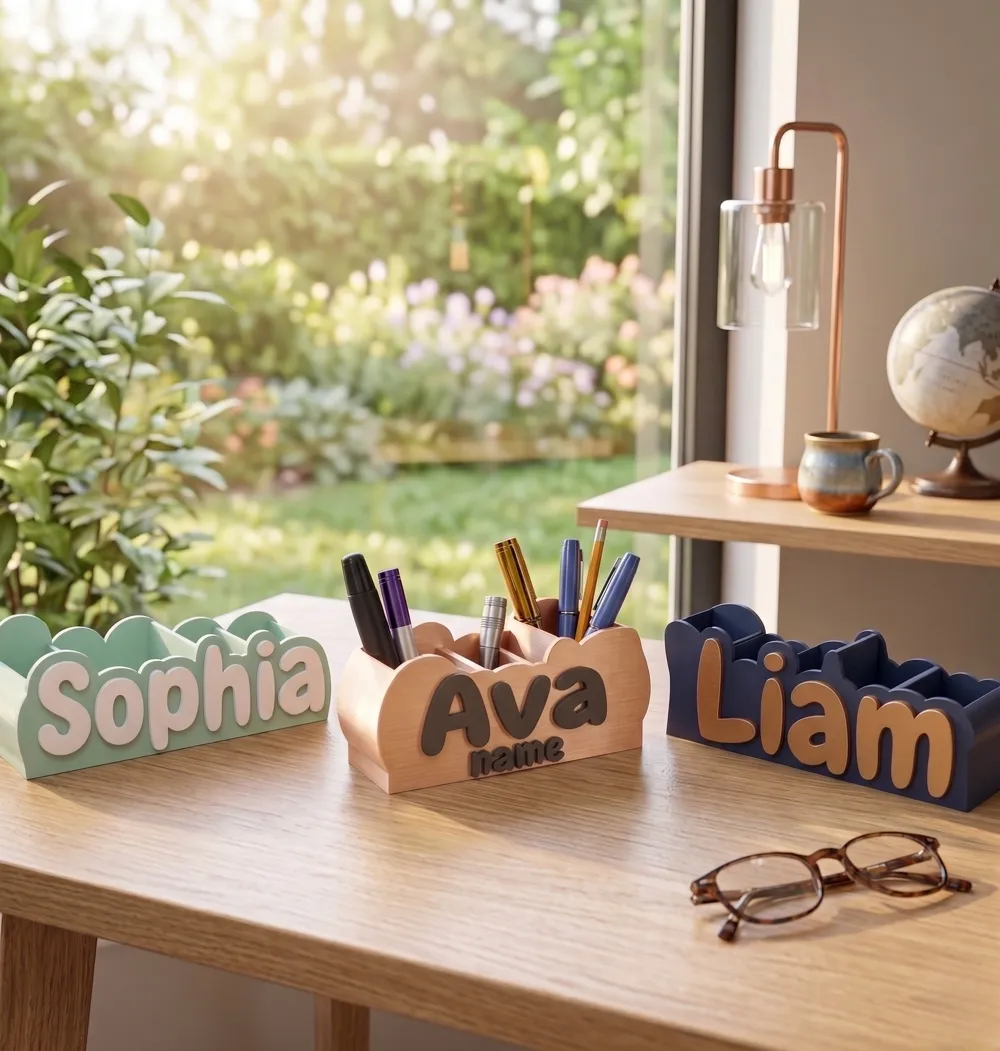 Customizable Name Desk Organizer - Free 3D Print Model - MakerWorld