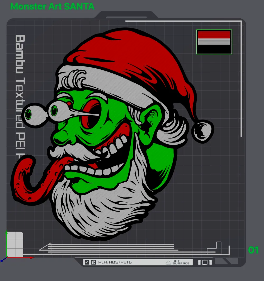 Monster Art SANTA by WagZPrintZ - MakerWorld