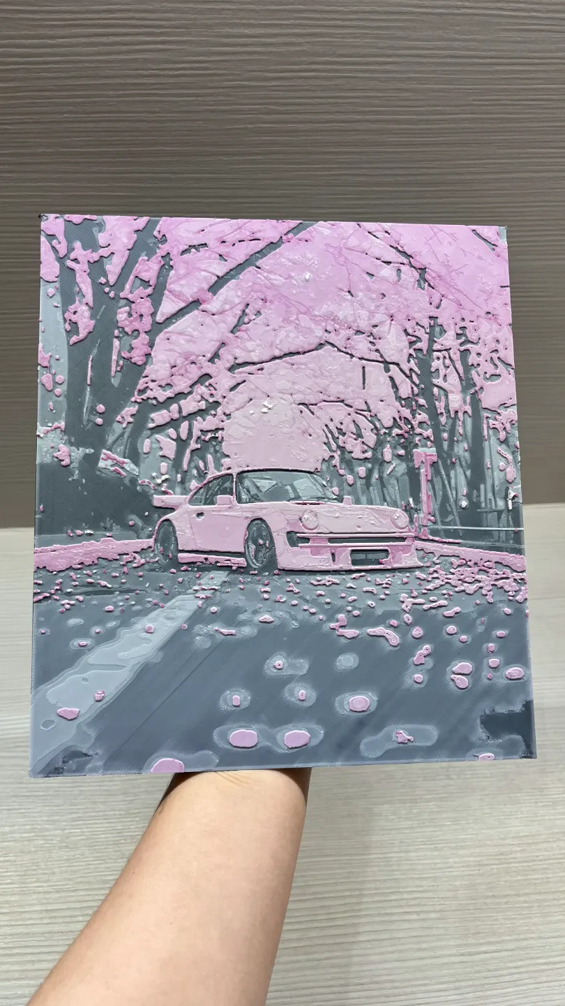 Pink rwb Porsche HueForge by Macik - MakerWorld