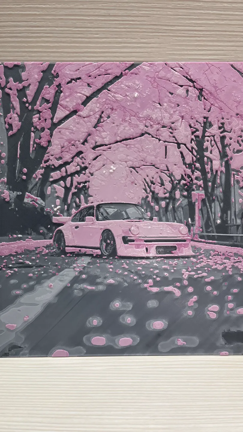 Pink rwb Porsche HueForge by Macik - MakerWorld