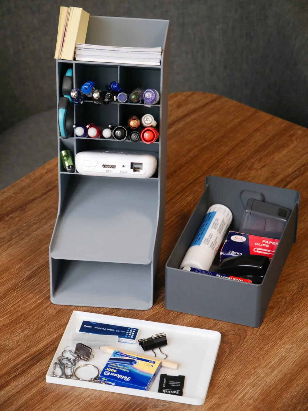 Desk organizer with drawer - Free 3D Print Model - MakerWorld