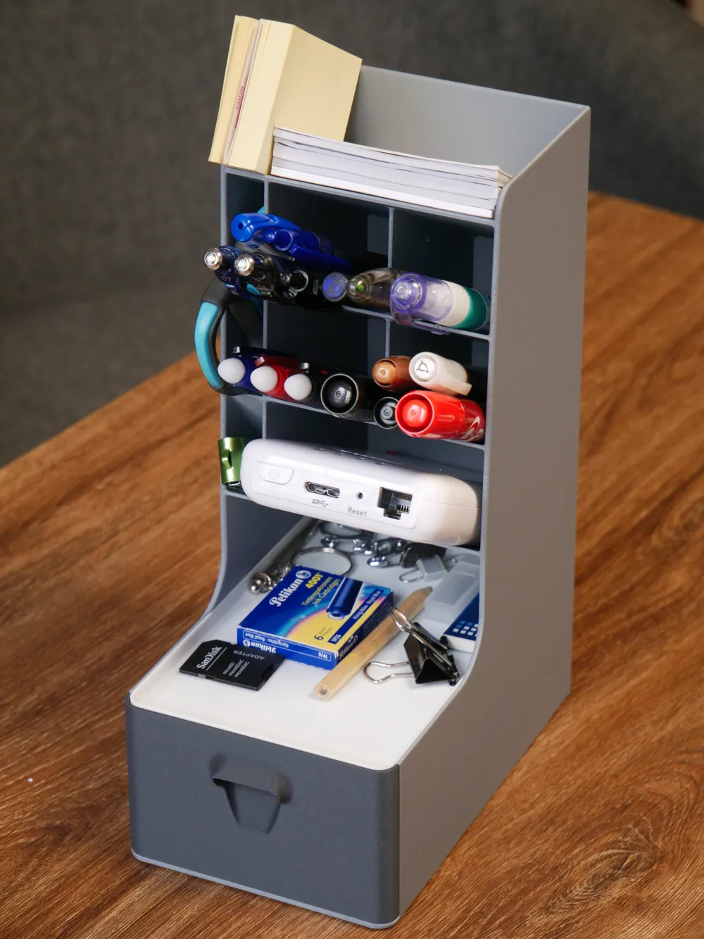 Desk organizer with drawer - Free 3D Print Model - MakerWorld