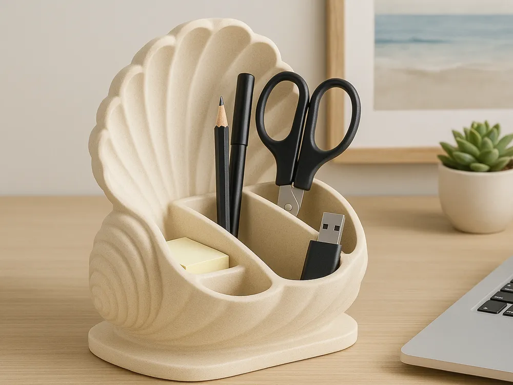 Coastal Shell Desk Organizer - Free 3D Print Model - MakerWorld