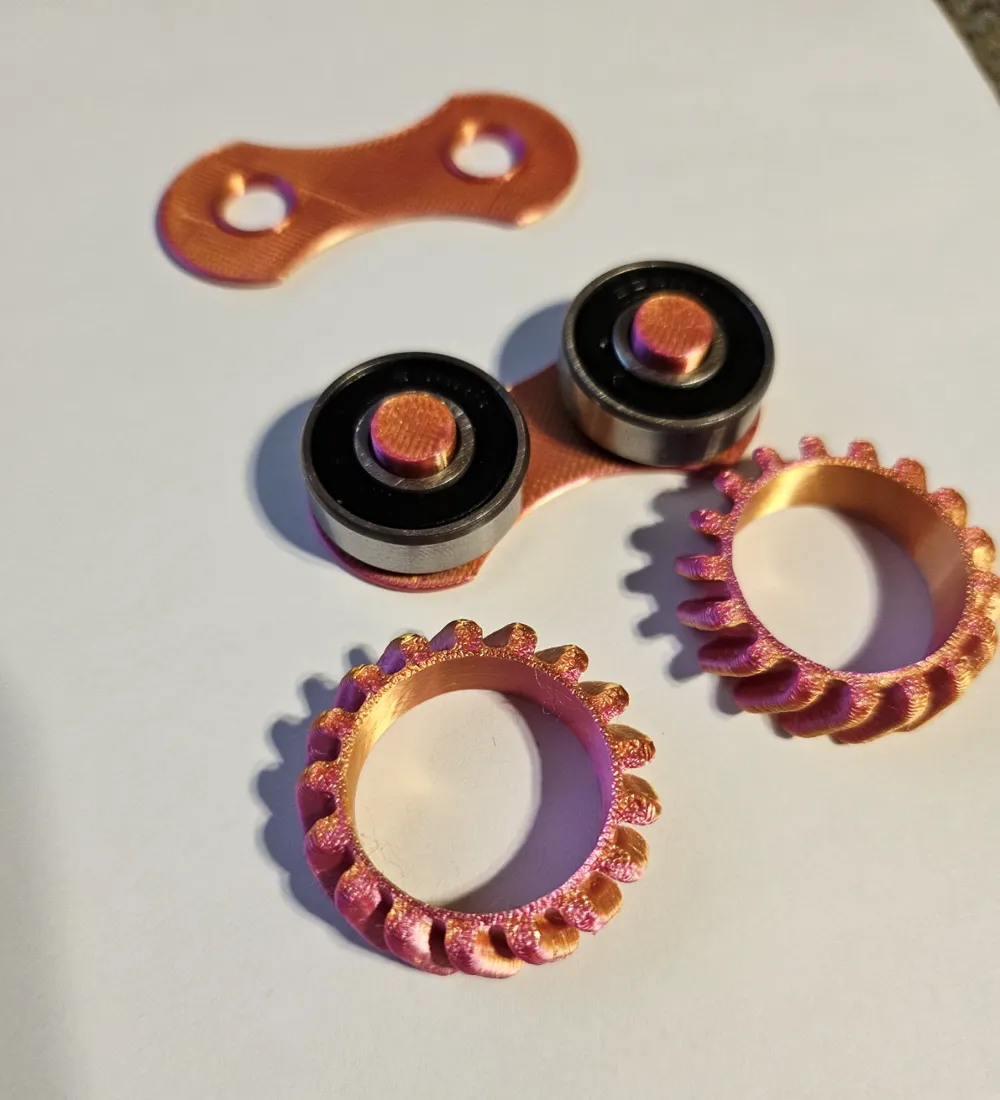 Helical Gear x2 608 Bearing Fidget Snap Fit by Jeff SmithMakerWorld ...