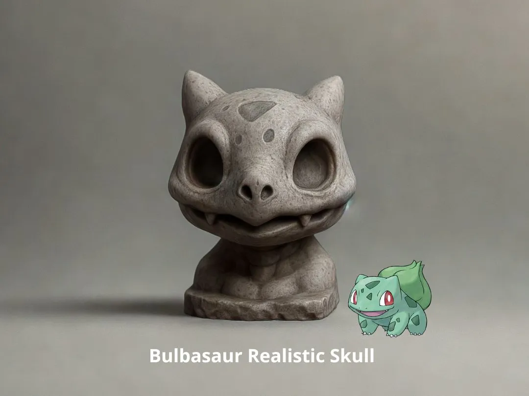 Bulbasaur (Pokemon) Realistic Skull - Free 3D Print Model - MakerWorld