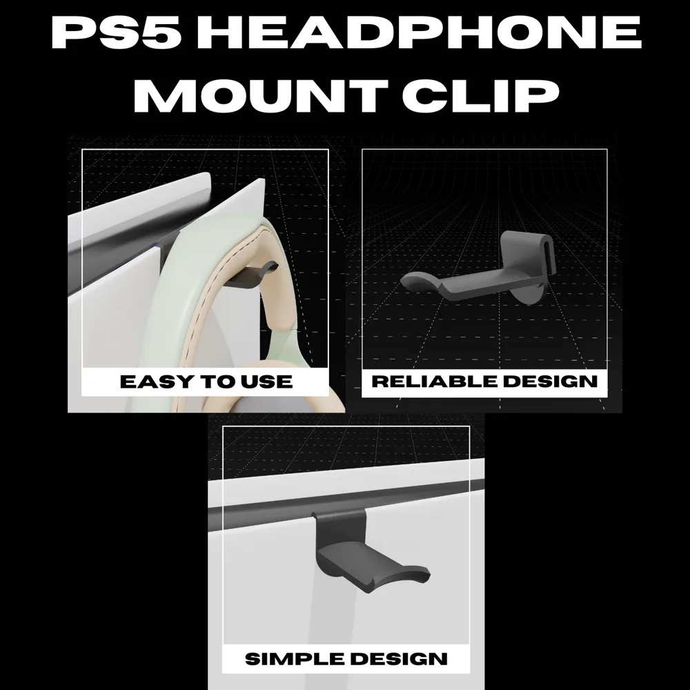 PS5 Headset Holder – Clip-On Design - Free 3D Print Model - MakerWorld