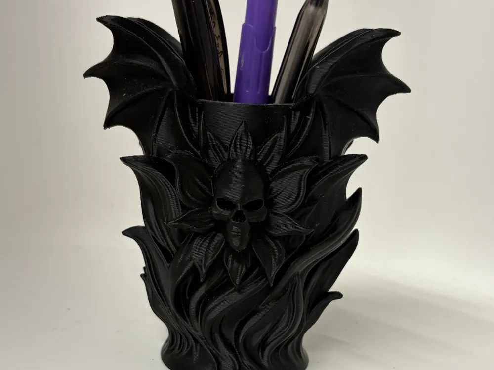 Skull Pen Pot - Free 3D Print Model - MakerWorld