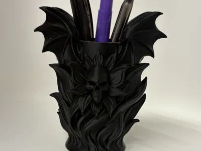 Skull Pen Pot - Free 3D Print Model - MakerWorld
