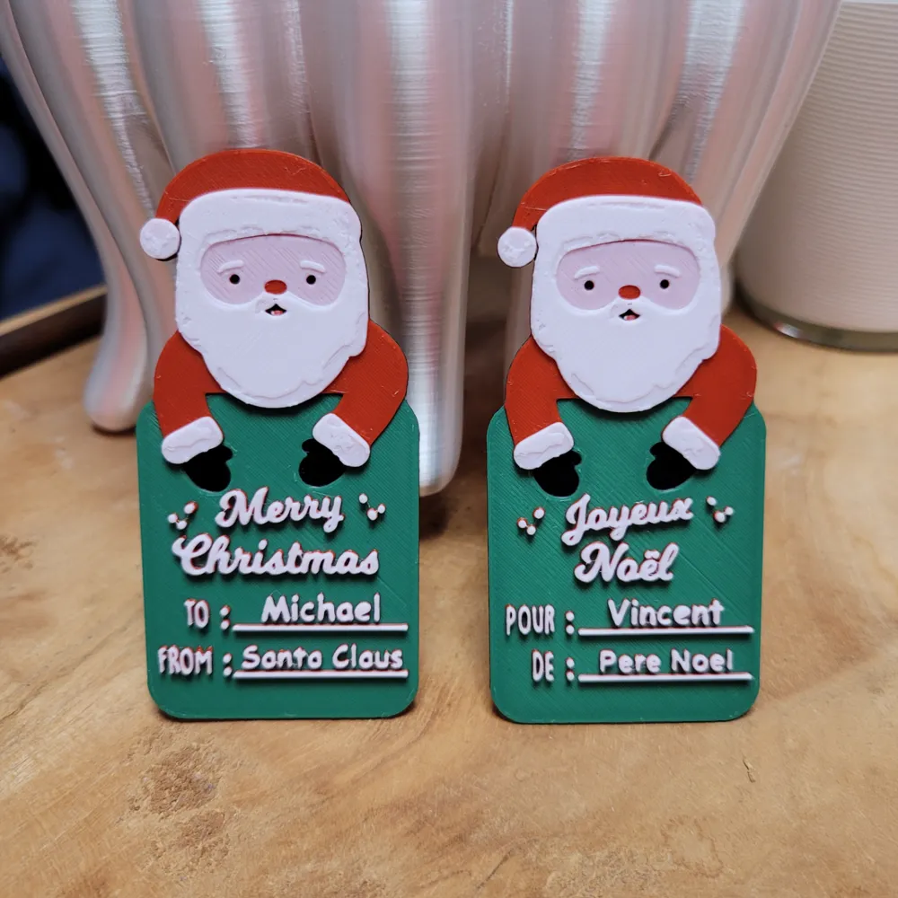 Configurable Christmas Gift Name Tag EN/FR - Santa - Free 3D Print ...