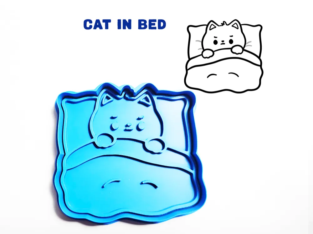 Cat In Bed Cookie Cutter / Stamp - Free 3D Print Model - MakerWorld