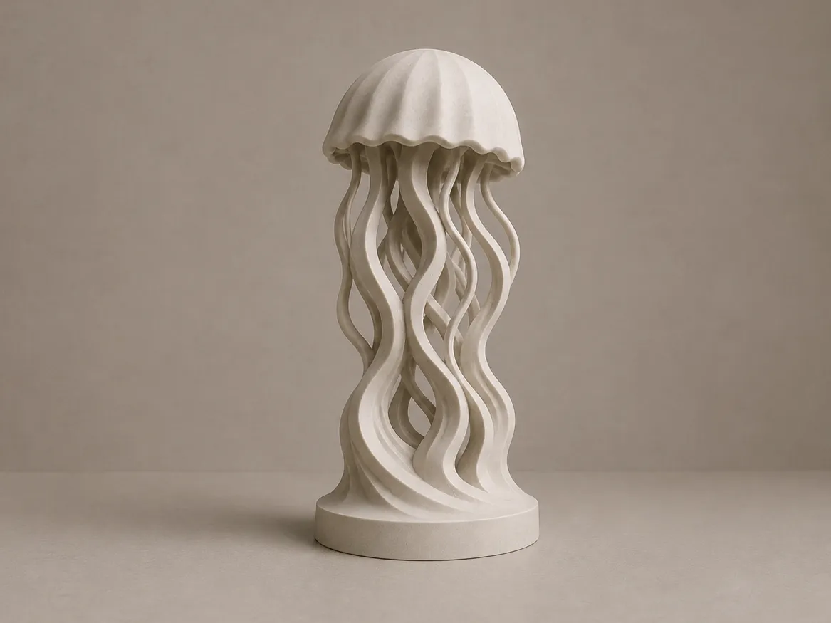 Minimalist Jellyfish Sculpture - Free 3D Print Model - MakerWorld