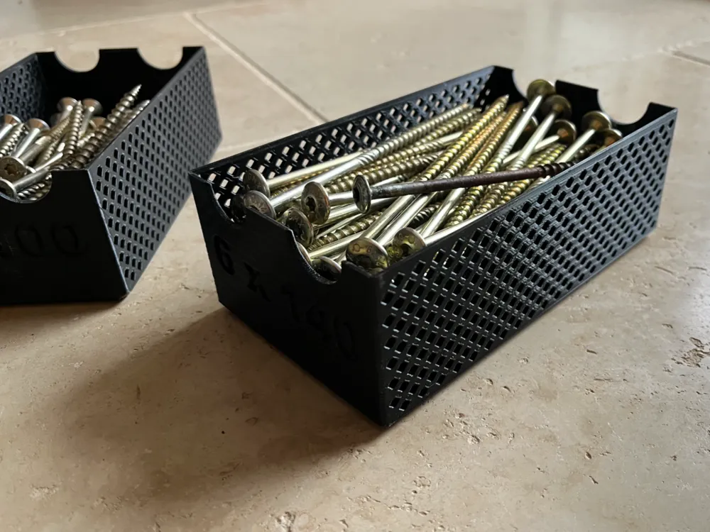 Stackable perforated screw box 170x100mm - Free 3D Print Model - MakerWorld