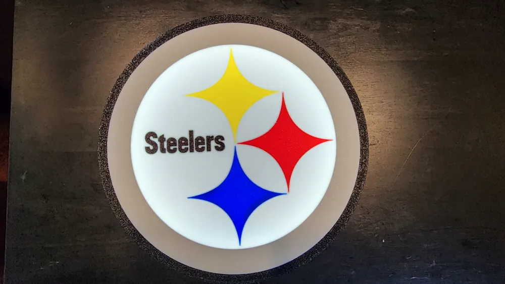 Pittsburg Steelers LED Light Box (Round 200mm) - Free 3D Print Model ...