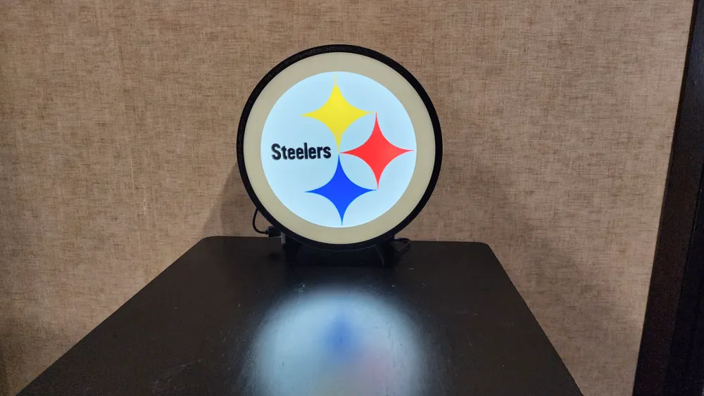 Pittsburg Steelers LED Light Box (Round 200mm) - Free 3D Print Model ...