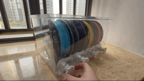 20L sealed enclosure filament spool holder with manual external rewind ...