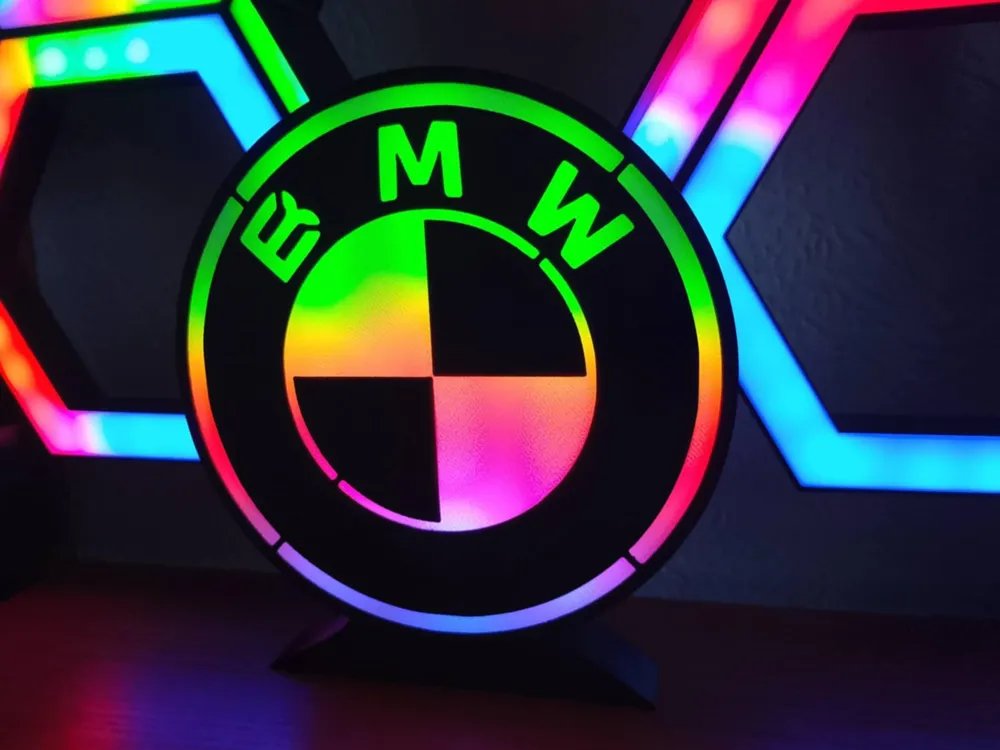 BMW Logo RGB LED Lamp Decorative Wall Desk Light - Free 3D Print Model ...