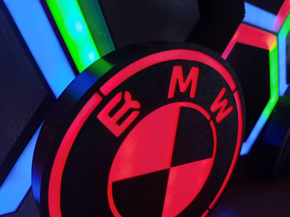 BMW Logo RGB LED Lamp Decorative Wall Desk Light - Free 3D Print Model ...