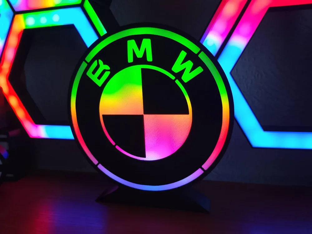 BMW Logo RGB LED Lamp Decorative Wall Desk Light - Free 3D Print Model ...