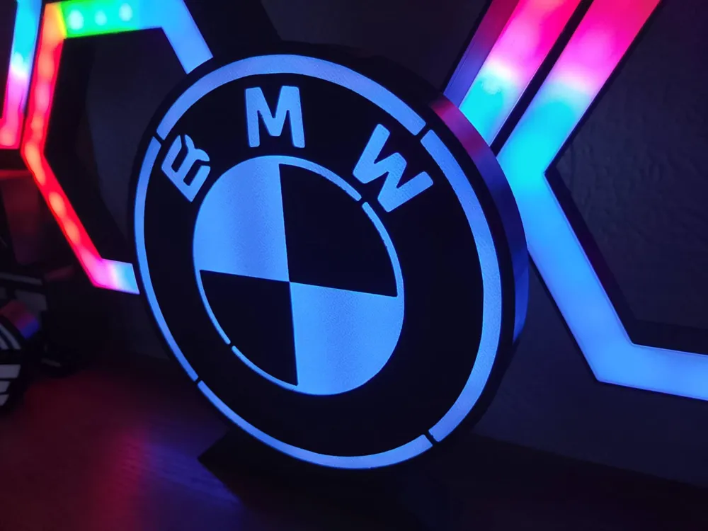 BMW Logo RGB LED Lamp Decorative Wall Desk Light - Free 3D Print Model ...