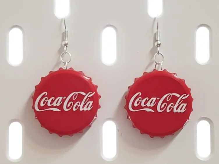 Coca-Cola cap earrings - Free 3D Print Model - MakerWorld