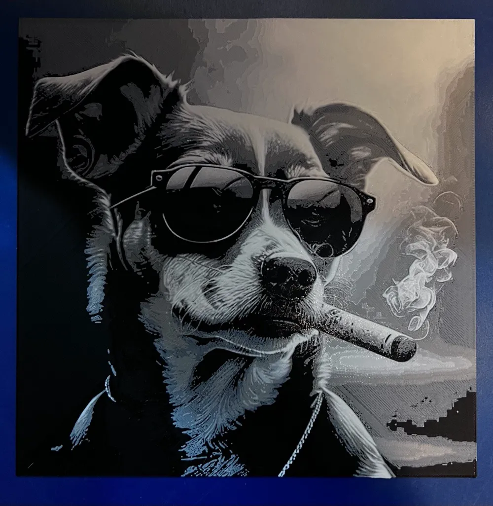 Smoking dog Hueforge 200x200 by Mysstra hueforge - MakerWorld