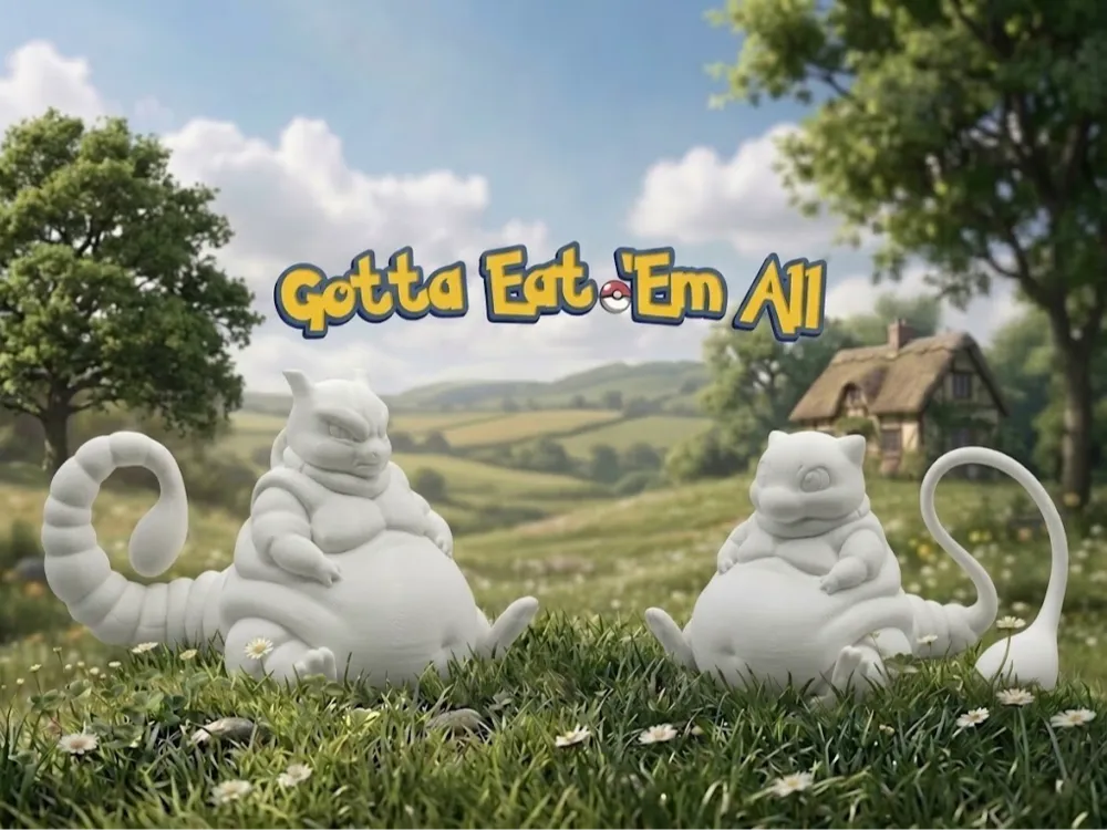 Fat Pokemon- Gotta Eat 'Em All (Mew-Mewtwo) - Free 3D Print Model ...