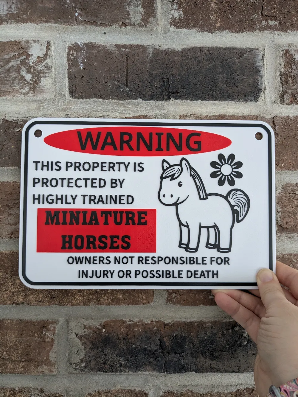 Miniature Horse Warning Sign Pony Sign by GoatMa$ter - MakerWorld