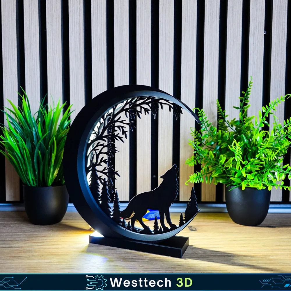 Wolf and Moon Decor by Westtech 3D MakerWorld: Download Free 3D Models