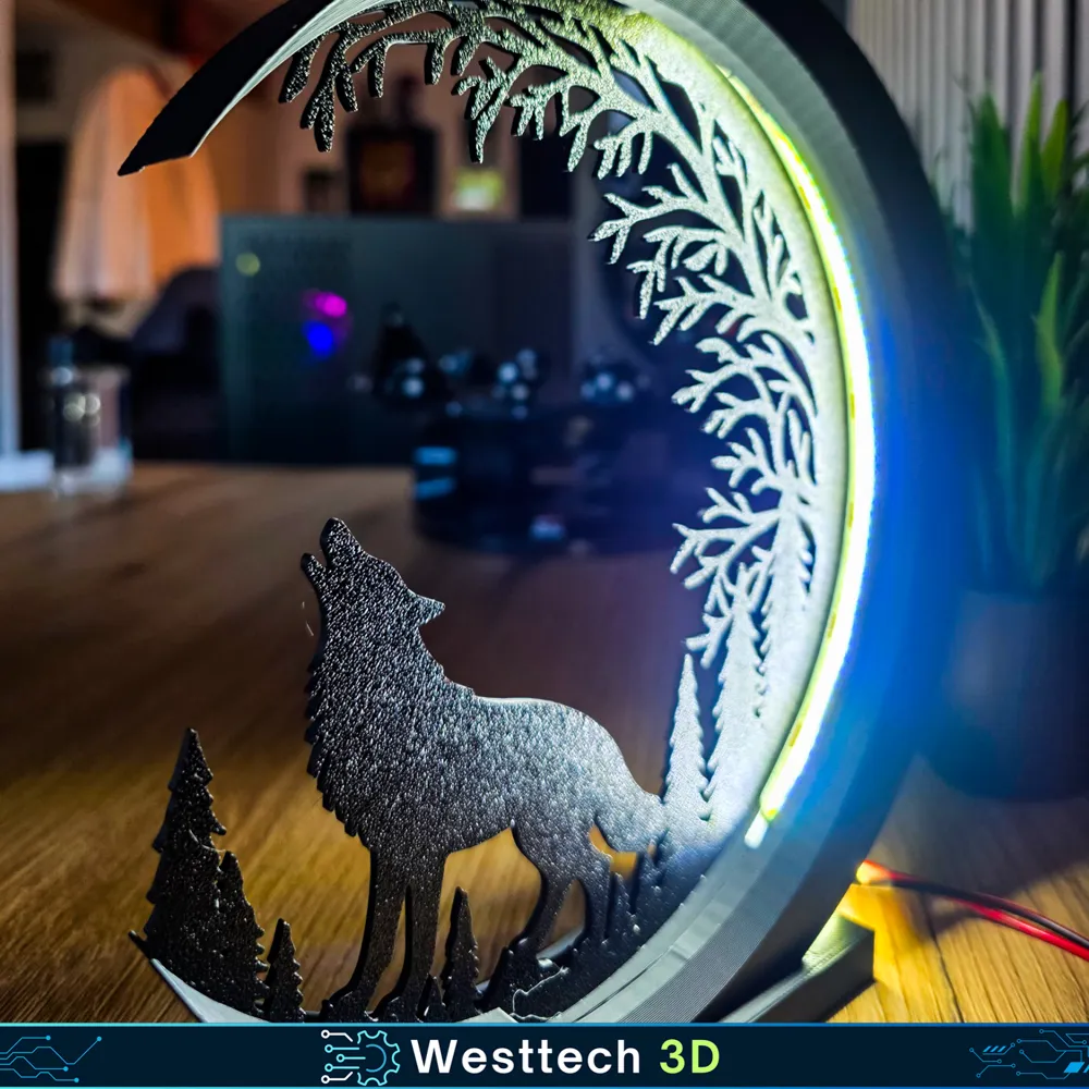 Wolf and Moon Decor by Westtech 3D MakerWorld: Download Free 3D Models