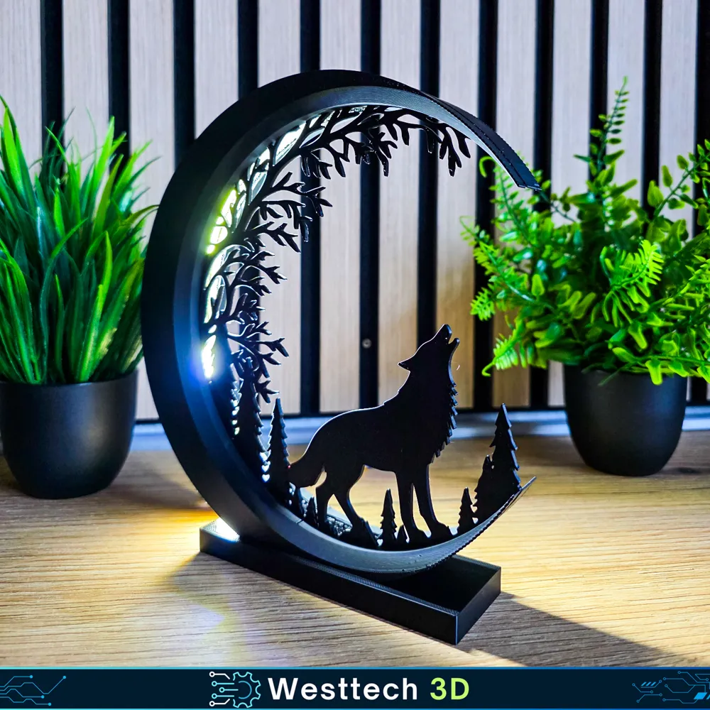Wolf and Moon Decor by Westtech 3D MakerWorld: Download Free 3D Models