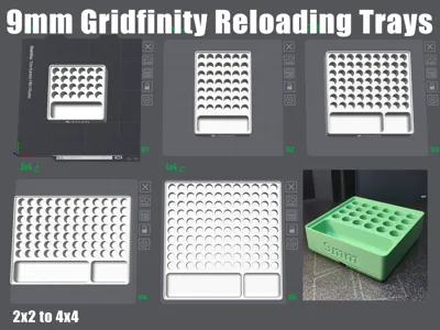 9mm Gridfinity Ammo Reloading Tray - 2x2 to 4x4 by We Be Printin' MakerWorld: Download Free 3D ...