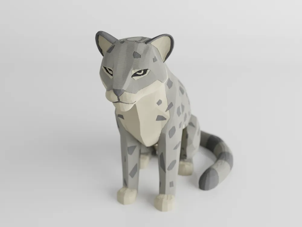 Low Poly Snow Leopard - Free 3D Print Model - MakerWorld