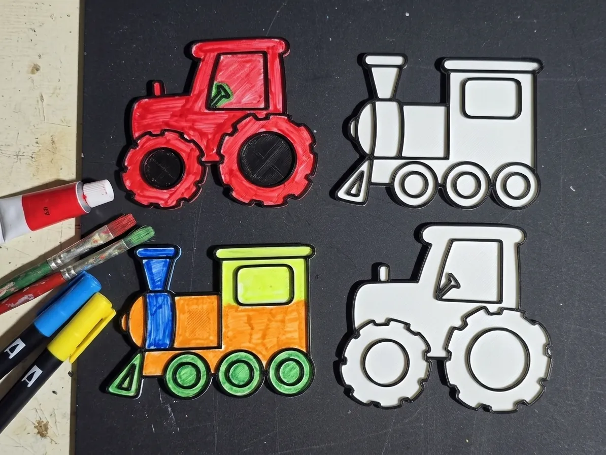 Train Tractor Coloring - Free 3D Print Model - MakerWorld
