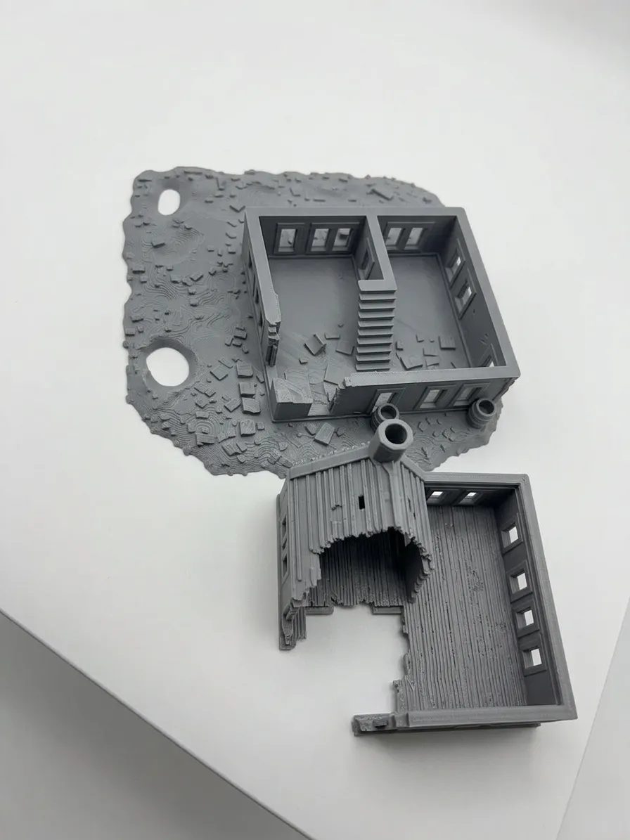 WW2 Ruined House - Tabletop Wargames - Free 3D Print Model - MakerWorld