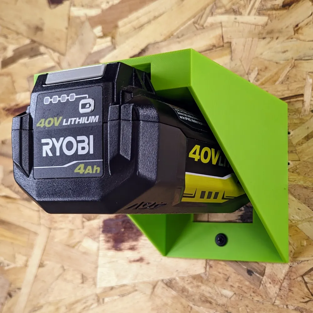Ryobi 40V battery wall mount bracket by garrett1966 - MakerWorld